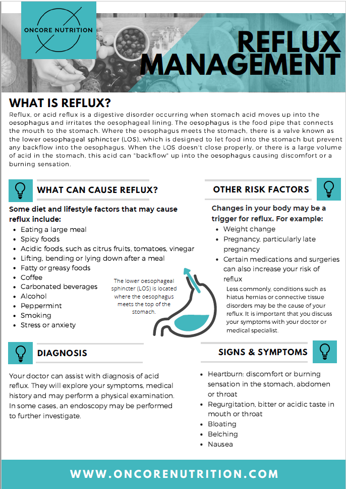 Reflux - dietary management – OnCore Nutrition
